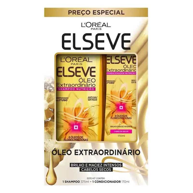 KIT ELSEVE SH 375ML+COND 170ML OLEO EXTRAORDINARIO - alexfarma