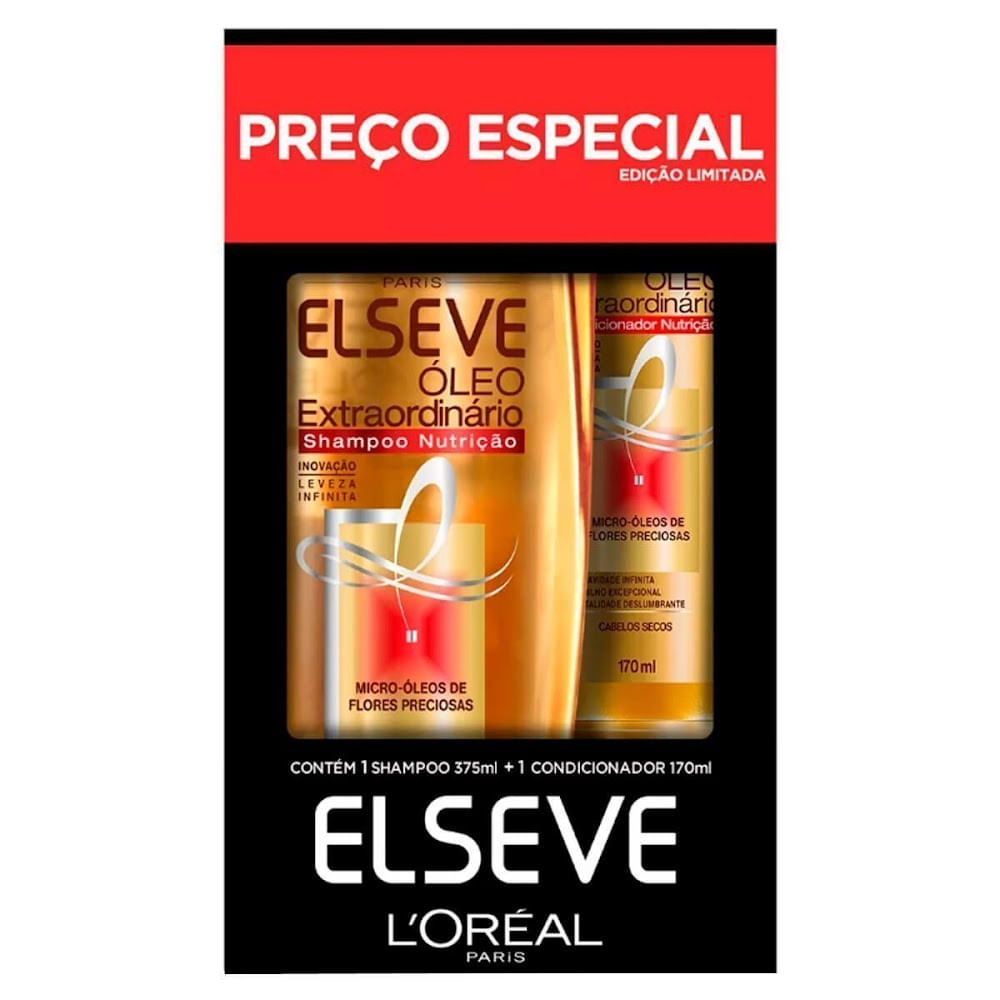 KIT ELSEVE SH 375ML+COND 170ML OLEO EXTRAORDINARIO - alexfarma