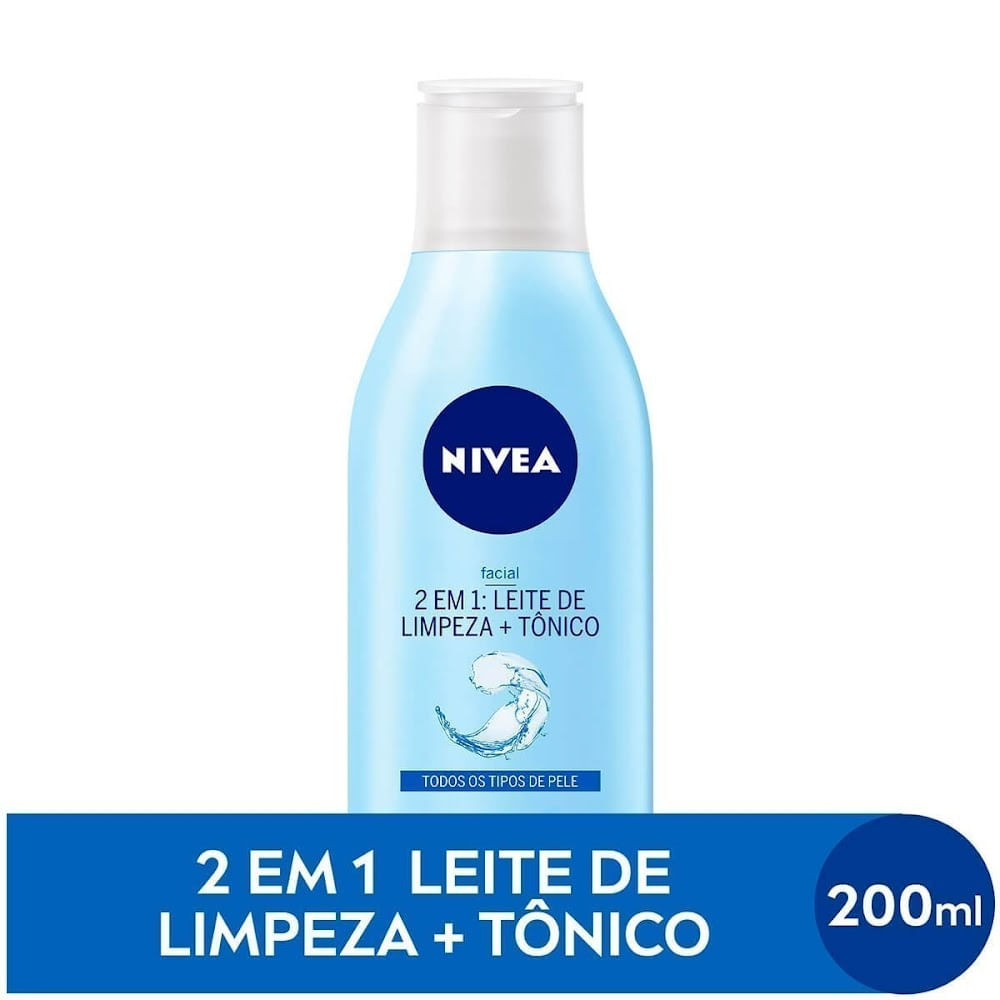 LEITE DE LIMPEZA NIVEA 2X1 FACIAL + TONICO 200ML - alexfarma