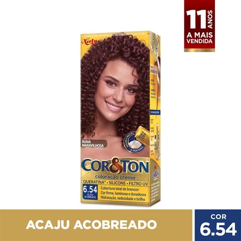 TINT COR E TON 6.54 LOURO E ACAJU ACOBREADO - alexfarma