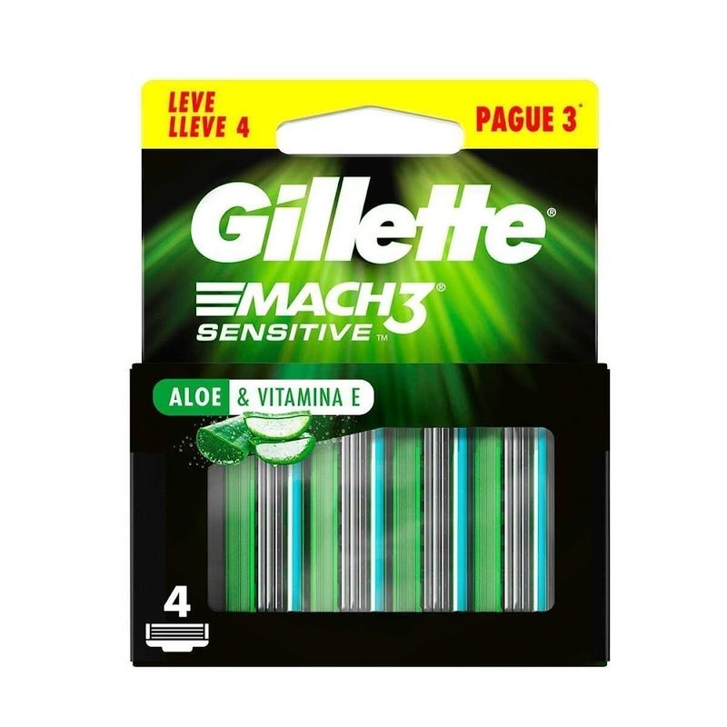 CARGA GILLETTE MACH 3 SENSITIVE LV4 PG3 - alexfarma