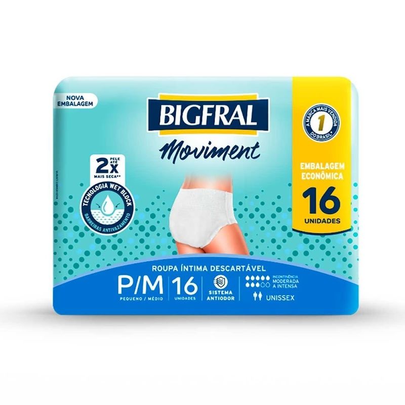 FRALDA BIGFRAL MOVIMENT P/M 16UND - alexfarma