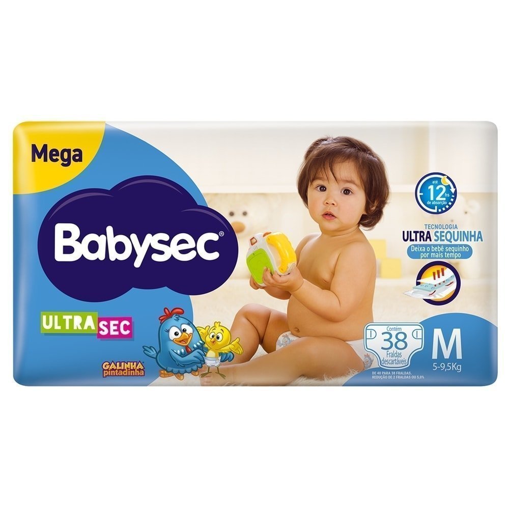 FRALDA BABYSEC MEGA ULTRA SEC M 38 UNIDADES - alexfarma