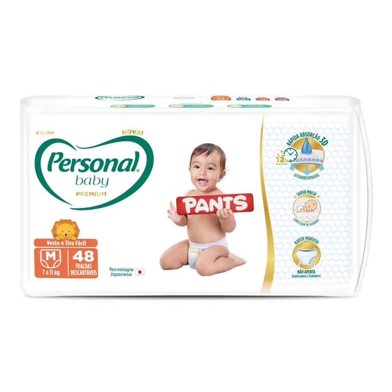 FRALDA PERSONAL BABY PREMIUM PANTS MEGA M 48UNID - alexfarma