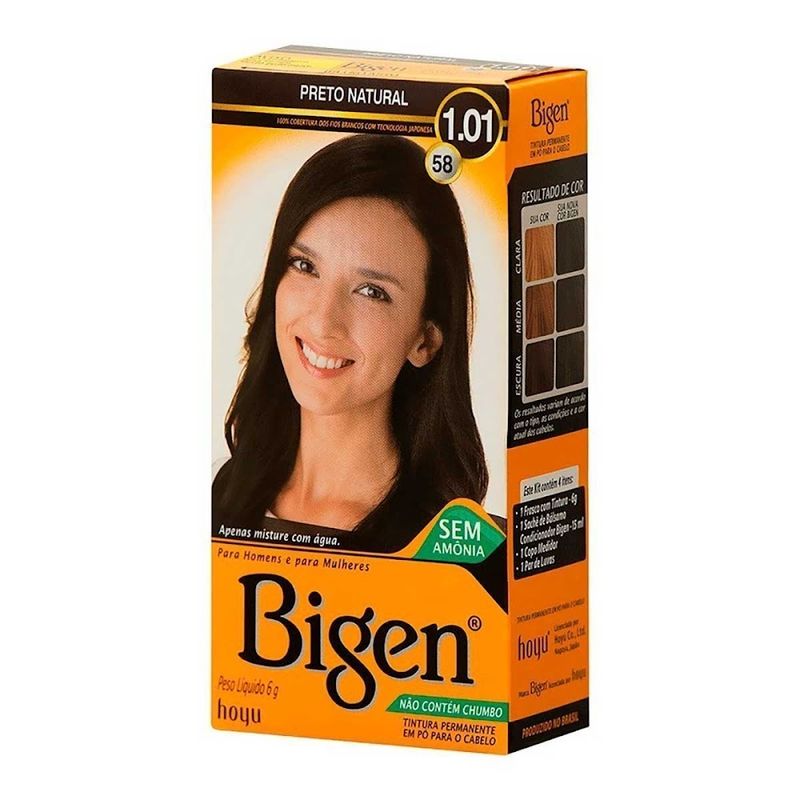 TINTURA BIGEN PO 58 PRETO NATURAL - alexfarma